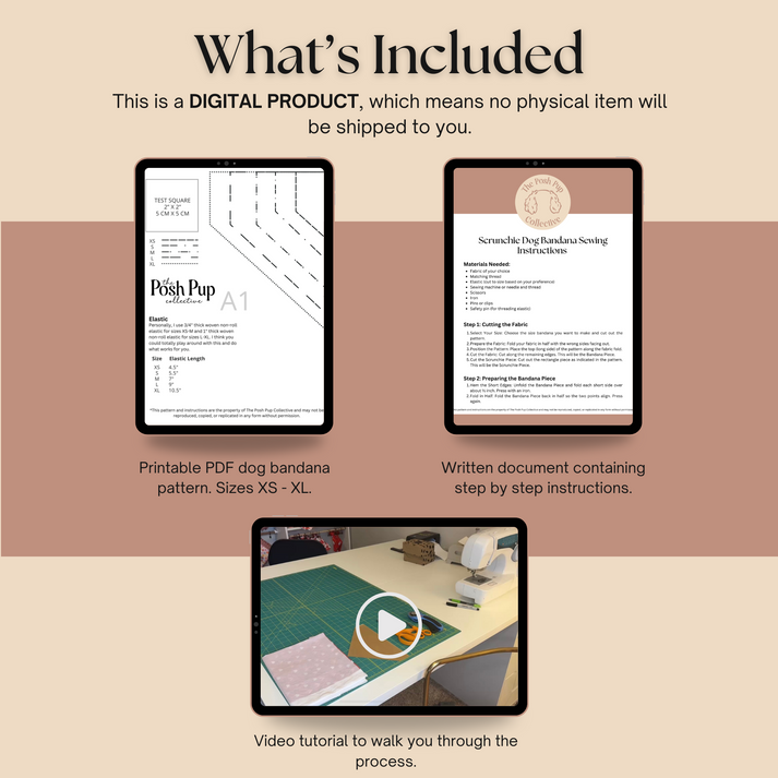 Scrunchie Dog Bandana Sewing Pattern – Digital PDF – The Posh Pup ...