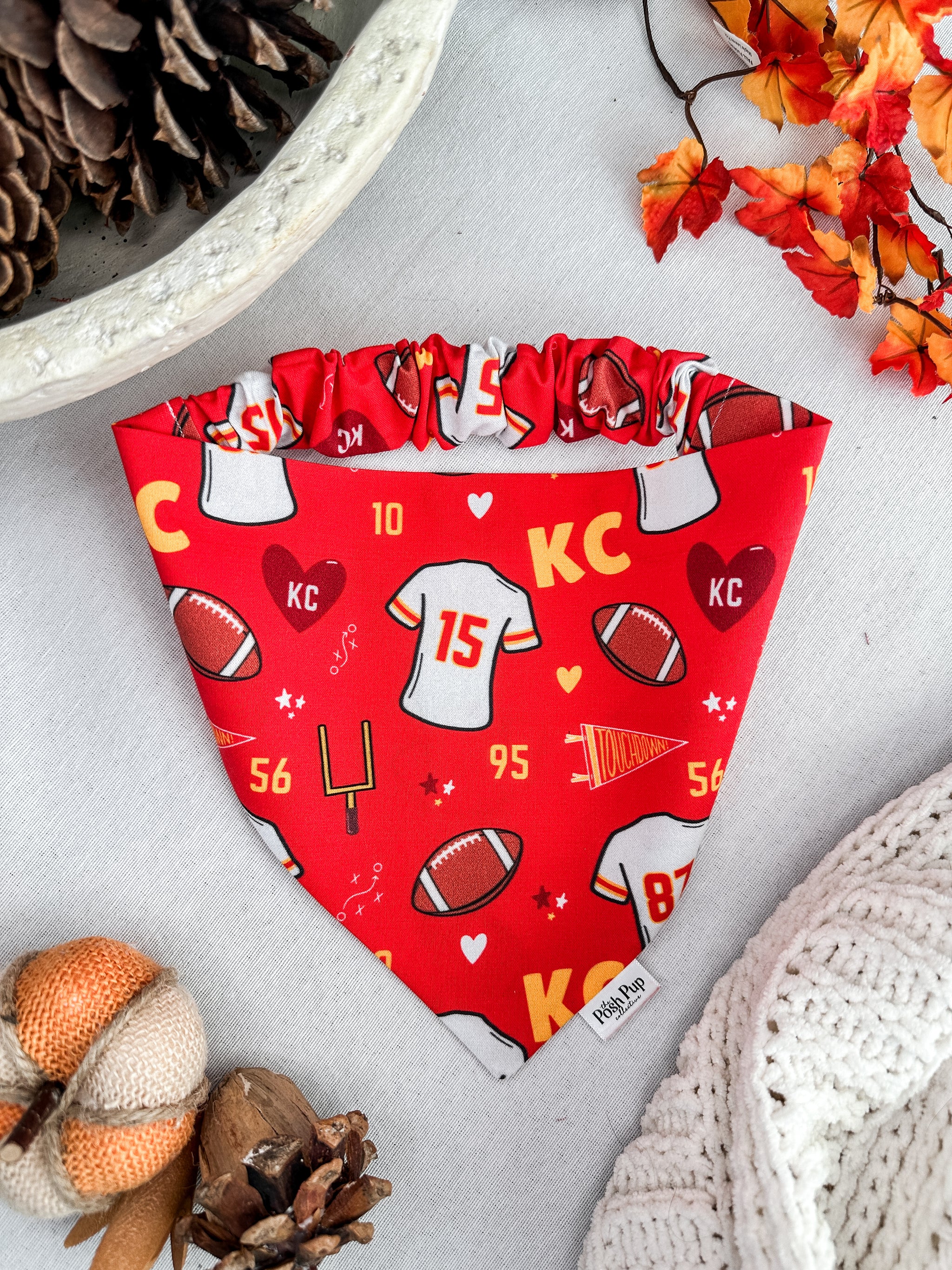 Red KC Football Bandana – The Posh Pup Collective