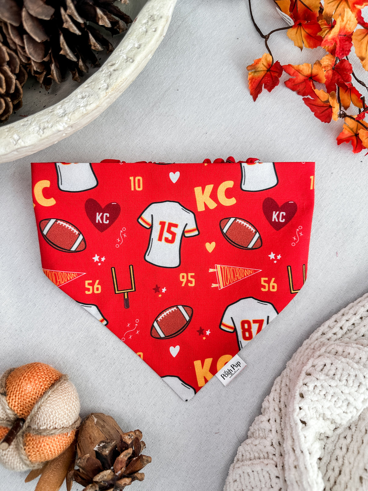 Red KC Football Bandana – The Posh Pup Collective
