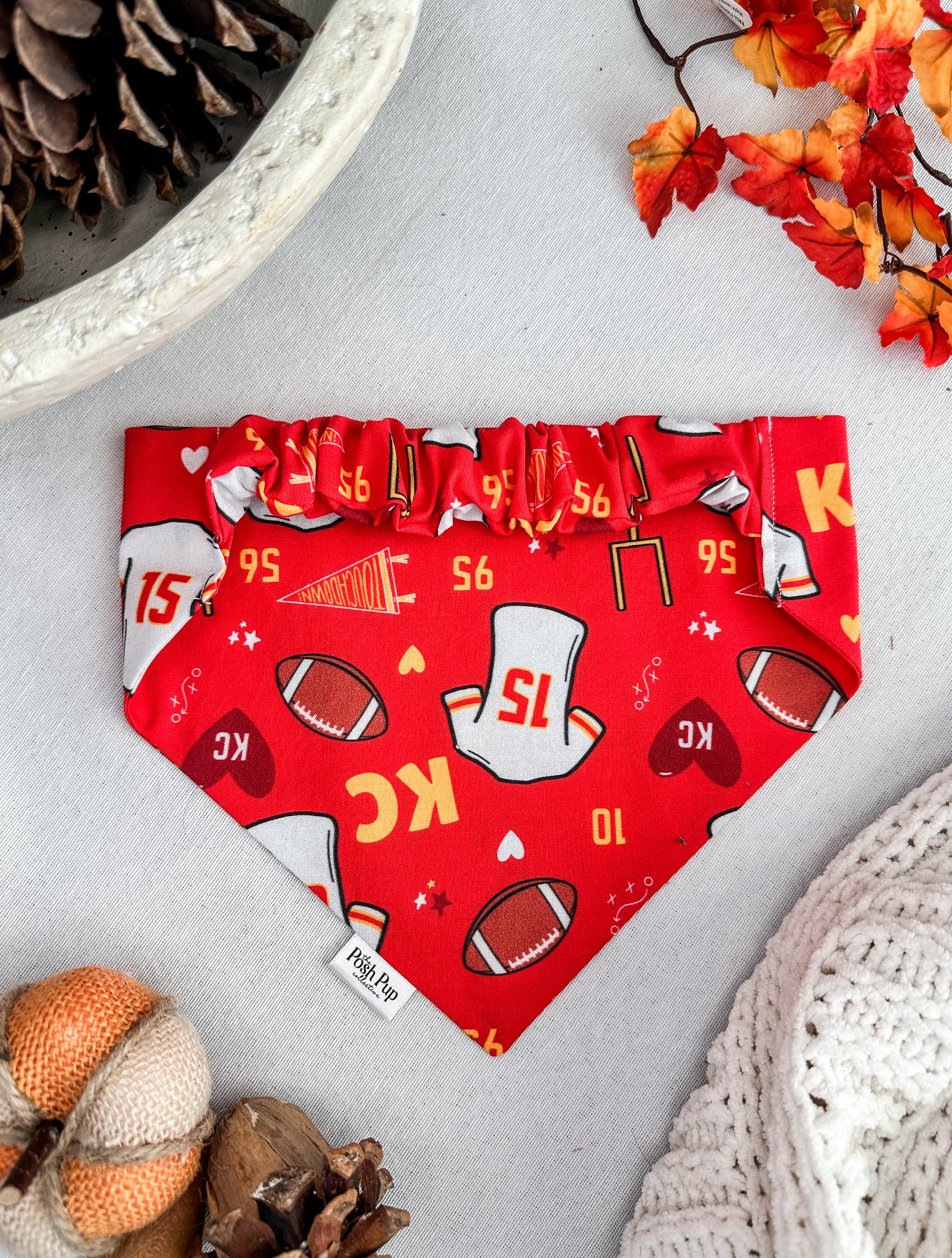 Red KC Football Bandana – The Posh Pup Collective