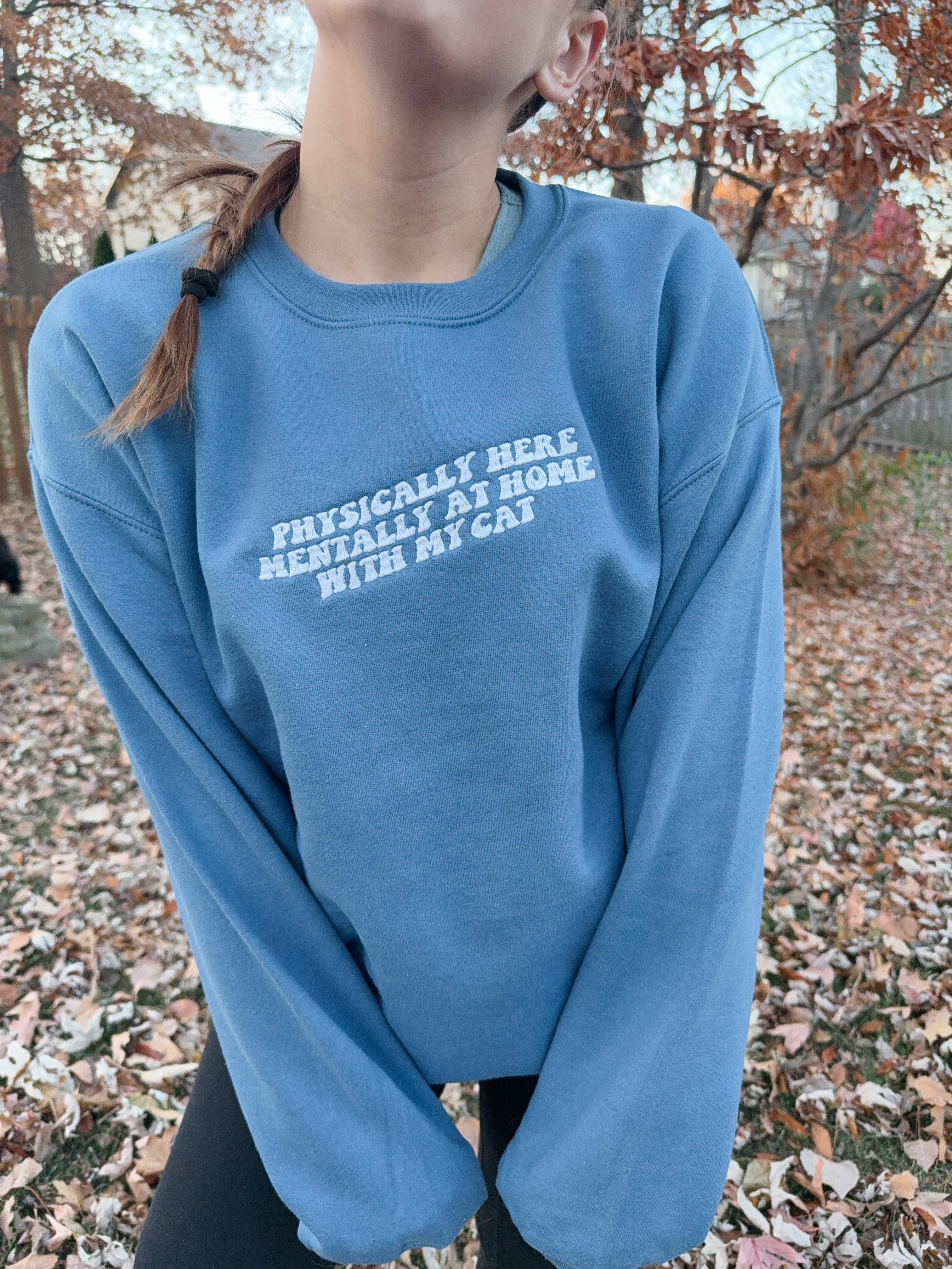 Slate Blue Mentally At Home With My Cat Sweatshirt – The Posh Pup ...